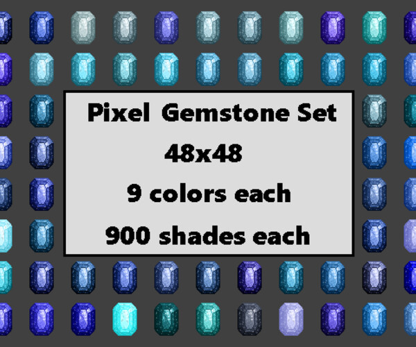 ArtStation - Long Octagon Cut Gemstones [48x48] | Game Assets