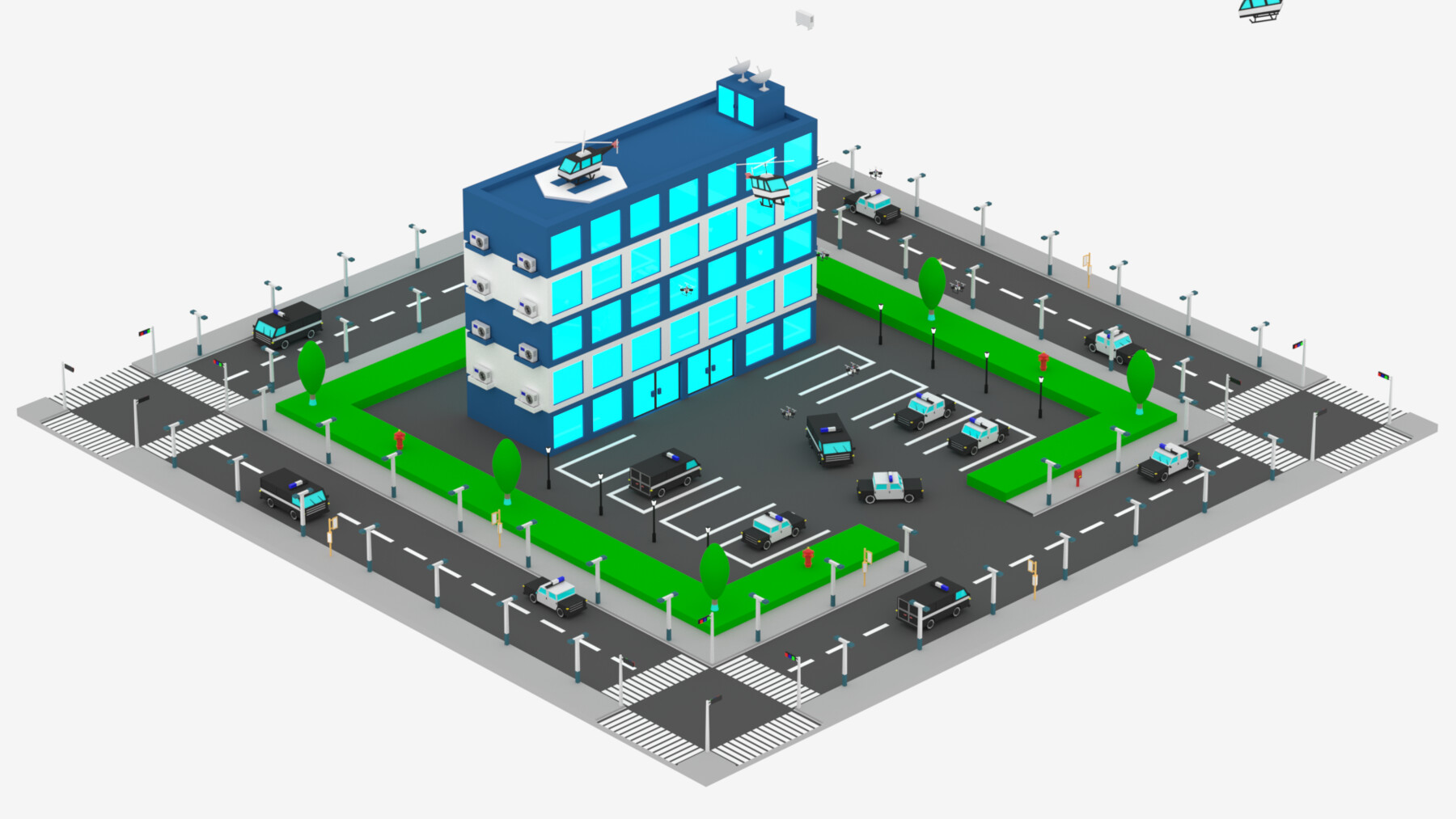ArtStation - Cartoon Police Station Package 3D model | Game Assets