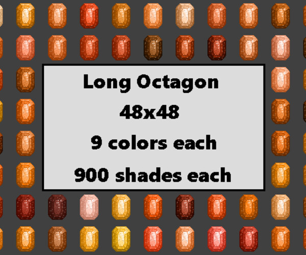 ArtStation - Long Octagon Cut Gemstones [48x48] | Game Assets