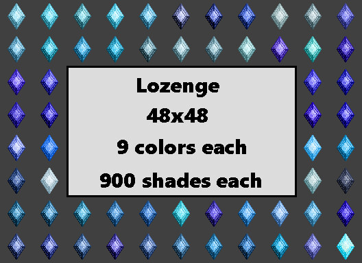 ArtStation - Lozenge Cut Gemstones [48x48] | Game Assets