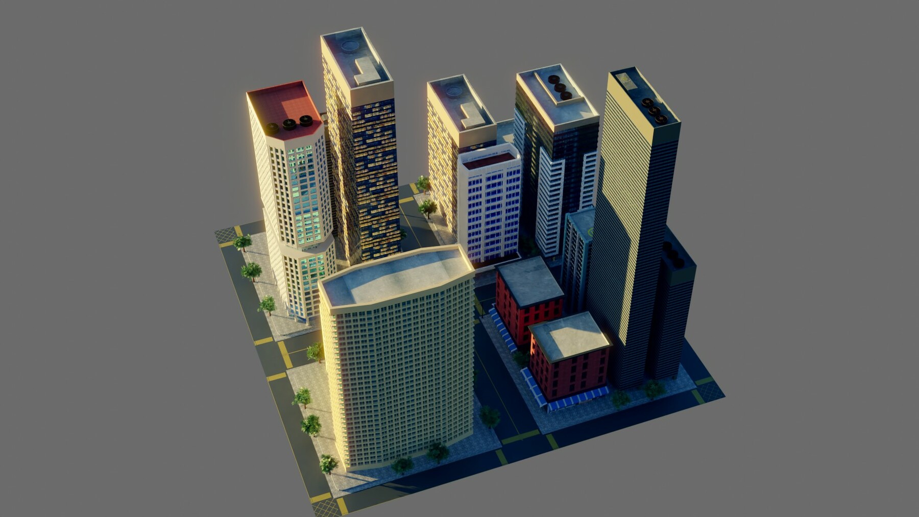 ArtStation - Modular City District - Low Poly - Game Ready - PBR | Game ...