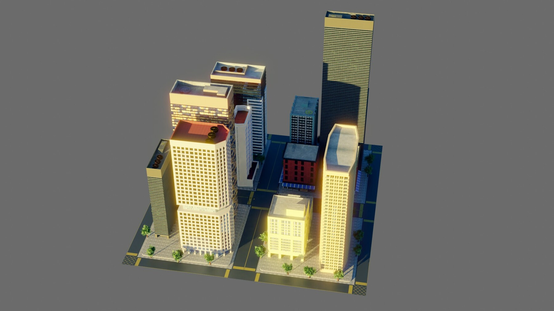 ArtStation - Modular City District - Low Poly - Game Ready - PBR | Game ...