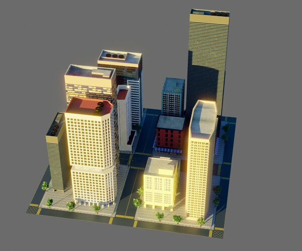 ArtStation - Modular City District - Low Poly - Game Ready - PBR | Game ...