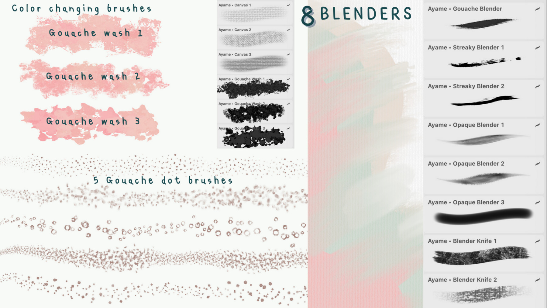ArtStation - Gouache Procreate brushes with blenders | ProcreateiBox | Brushes