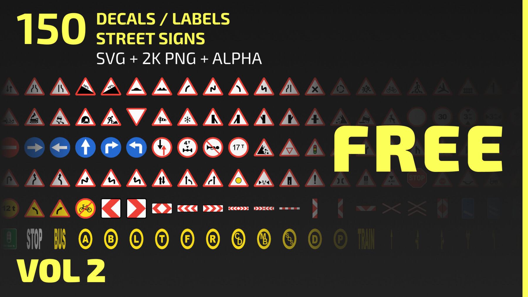 ArtStation - 150 Decals Vol2 - Traffic Signs - separated SVG / 2K PNG ...