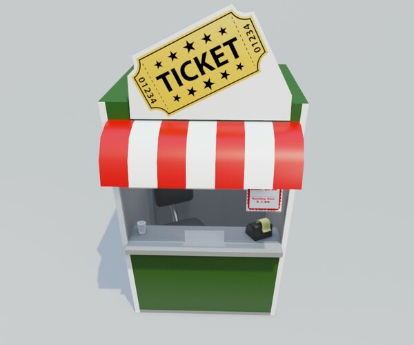ArtStation - Ticket Office - Bilheteria Low-poly 3D model | Game Assets