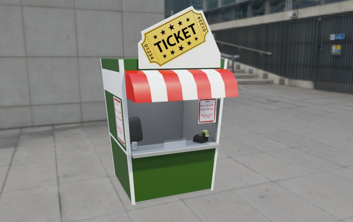 ArtStation - Ticket Office - Bilheteria Low-poly 3D model | Game Assets
