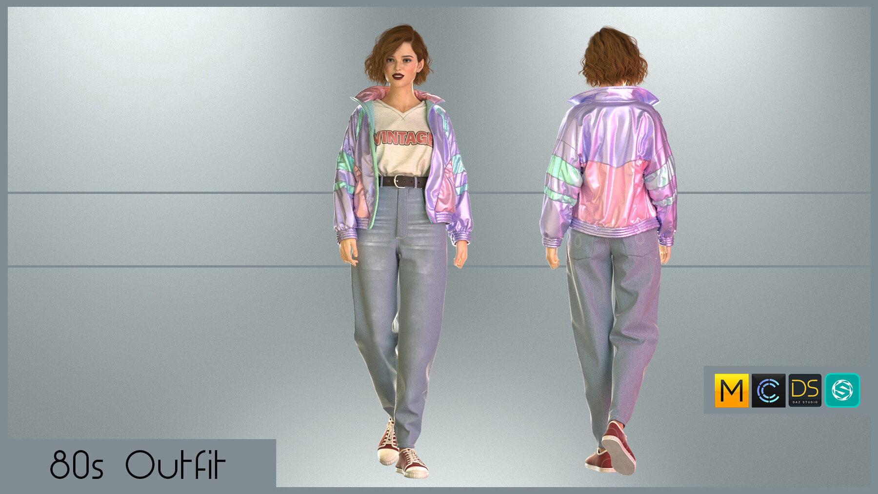 ArtStation - 80's OUTFIT (complete female outfit made in Clo3D ...