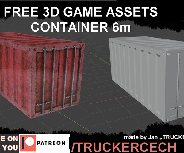 ArtStation - simple low poly cargo container 6m lenght game assets 3D ...