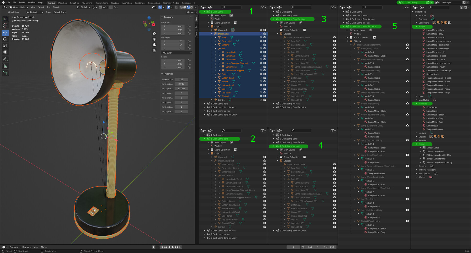 ArtStation - Desk Lamp with Bulb and three custom 2-sided shaders for ...