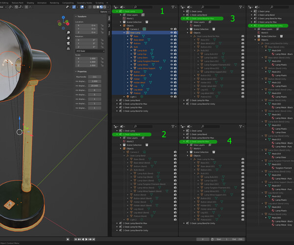 ArtStation - Desk Lamp with Bulb and three custom 2-sided shaders for ...