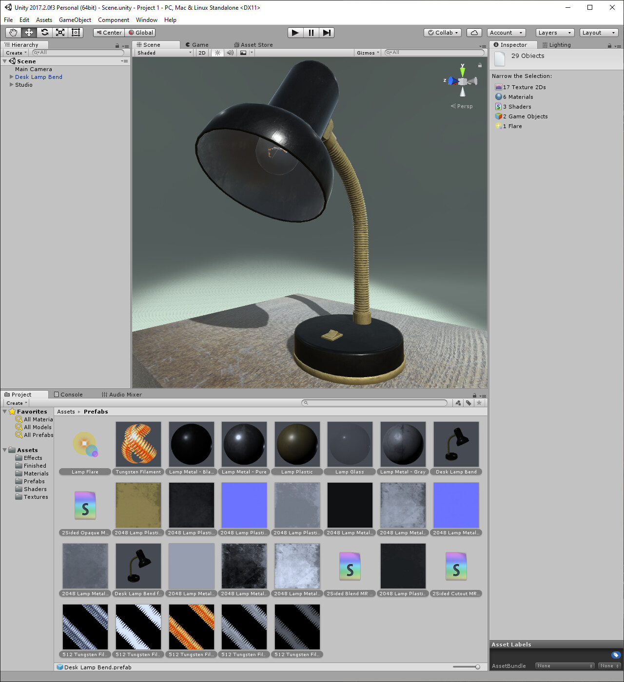 ArtStation - Desk Lamp with Bulb and three custom 2-sided shaders for ...