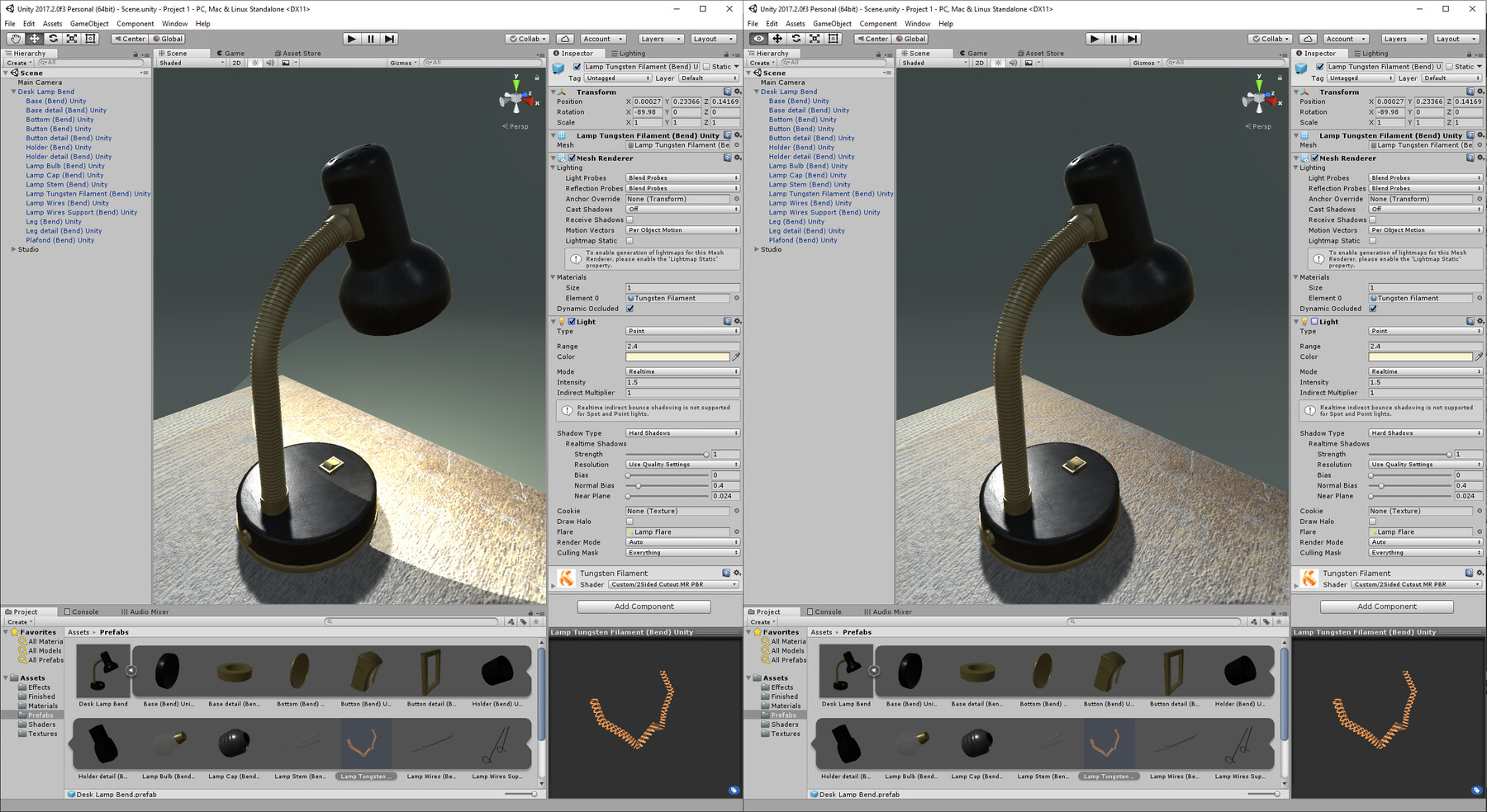 ArtStation - Desk Lamp with Bulb and three custom 2-sided shaders for Unity | Game Assets