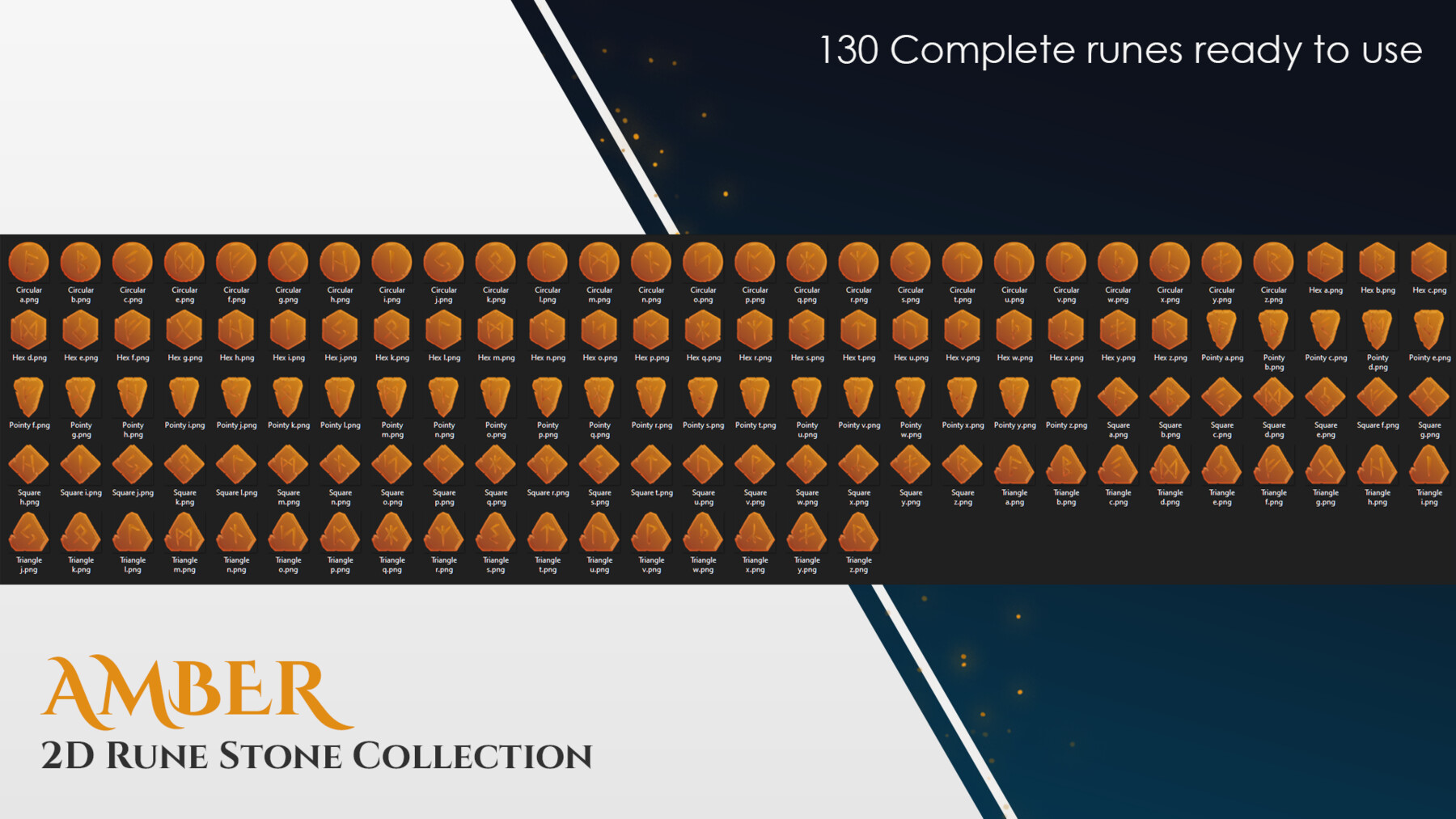 ArtStation - 2d runestone asset collection (amber) | Game Assets