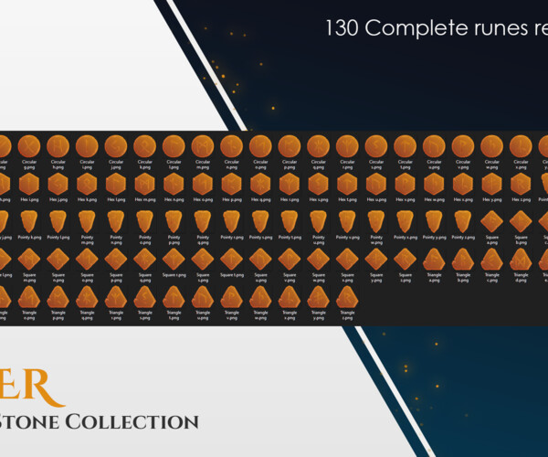 ArtStation - 2d runestone asset collection (amber) | Game Assets