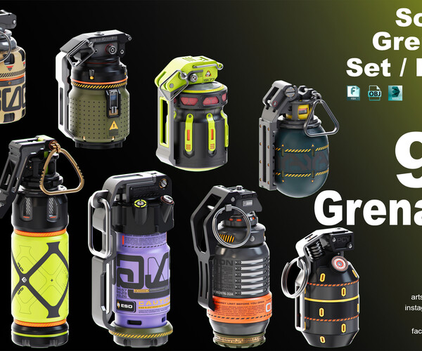 ArtStation - Sci-Fi Grenades Set / Kitbash | Resources