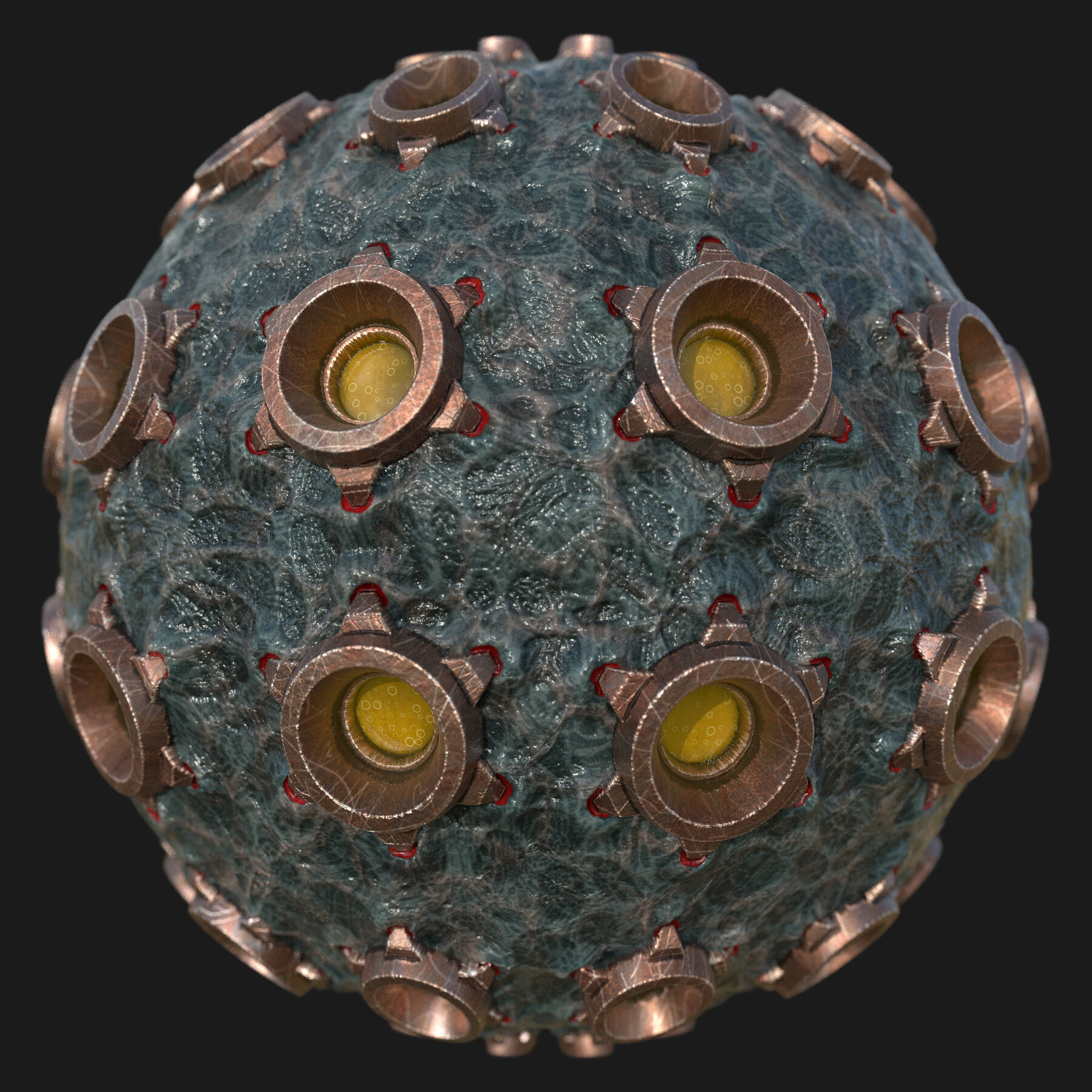 ArtStation - Biotech On Alien Monster Skin Horror PBR Procedural Material 001 | Game Assets