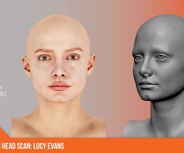 ArtStation - Retopologized Female 3D Head Scan | Lucy Evans | Game Assets