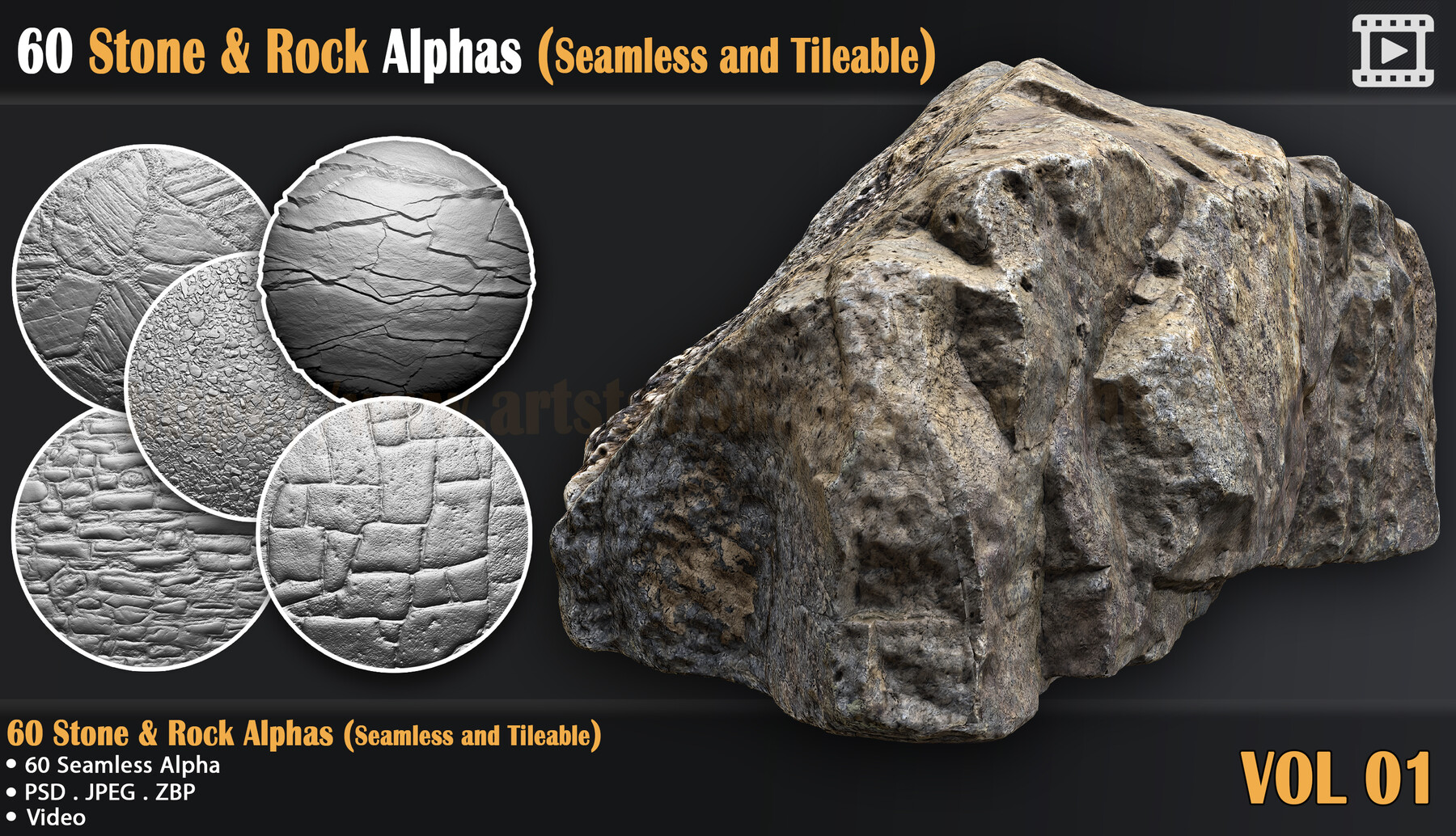 mohamad shalibaik - 60 Stone & Rock Alphas (Seamless and Tileable ...
