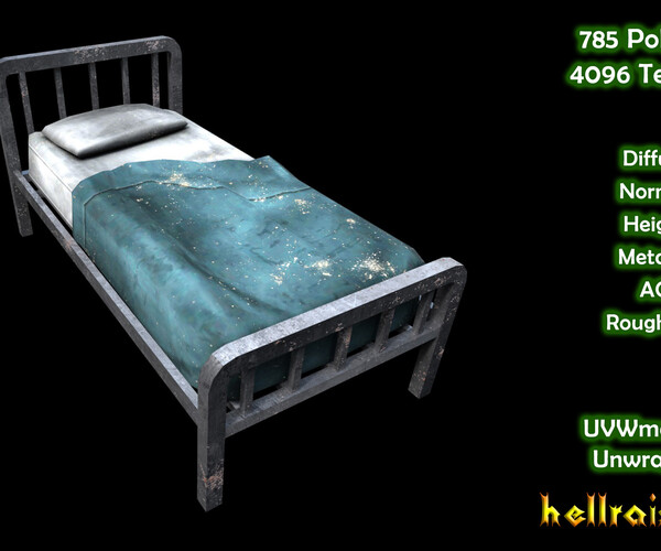 ArtStation - Old Bed - PBR - Textured | Game Assets