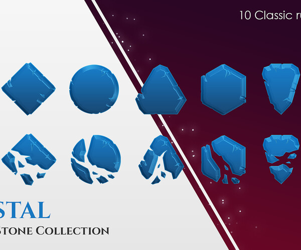 ArtStation - 2d runestone asset collection (Crystal) | Game Assets