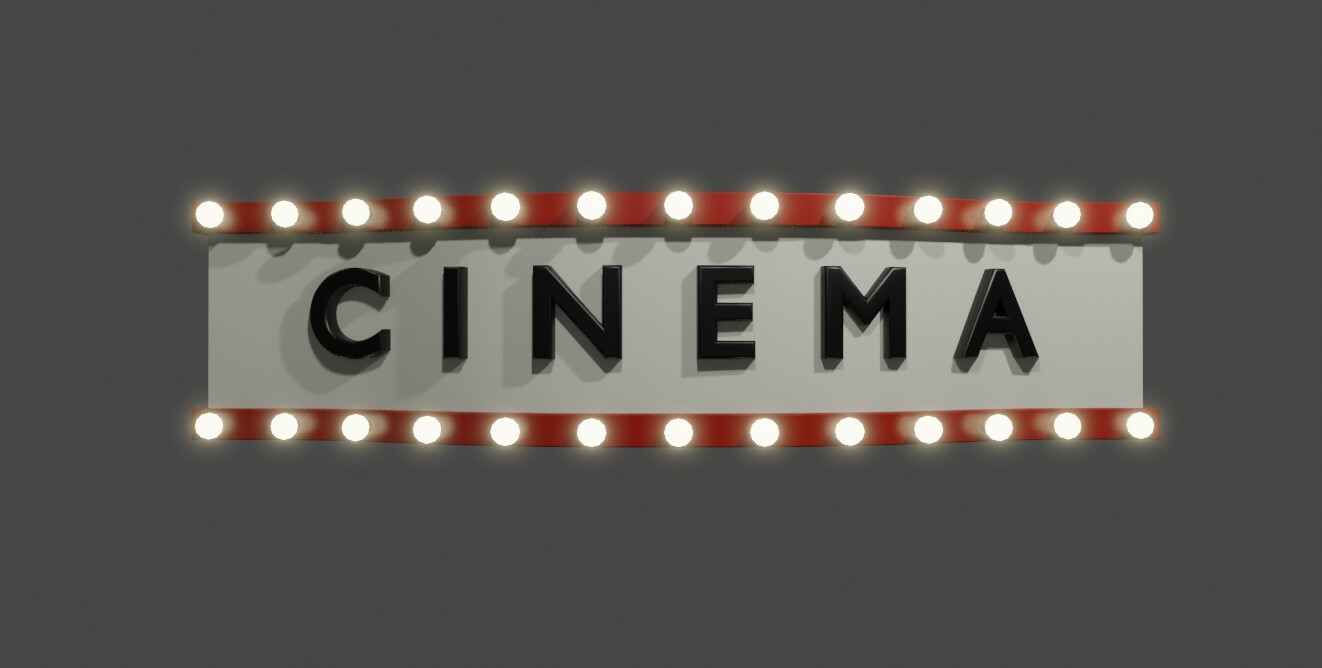 ArtStation - Cinema Facade - Front - Sign Low-poly 3D model | Game Assets