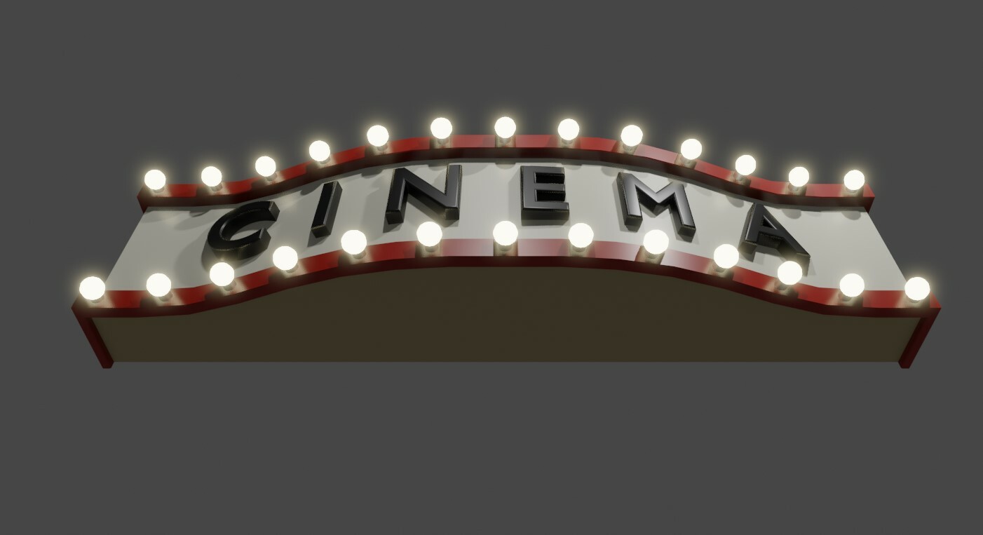 ArtStation - Cinema Facade - Front - Sign Low-poly 3D model | Game Assets