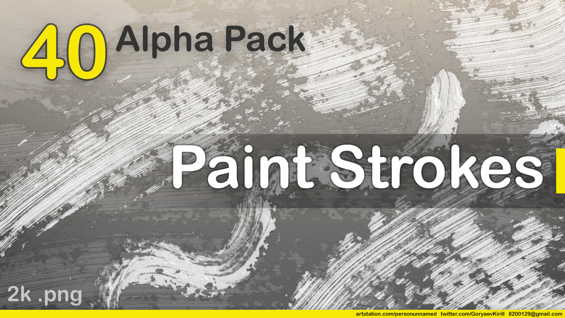 ArtStation - 40 Alpha Pack - Paint Strokes vol.1 | Brushes
