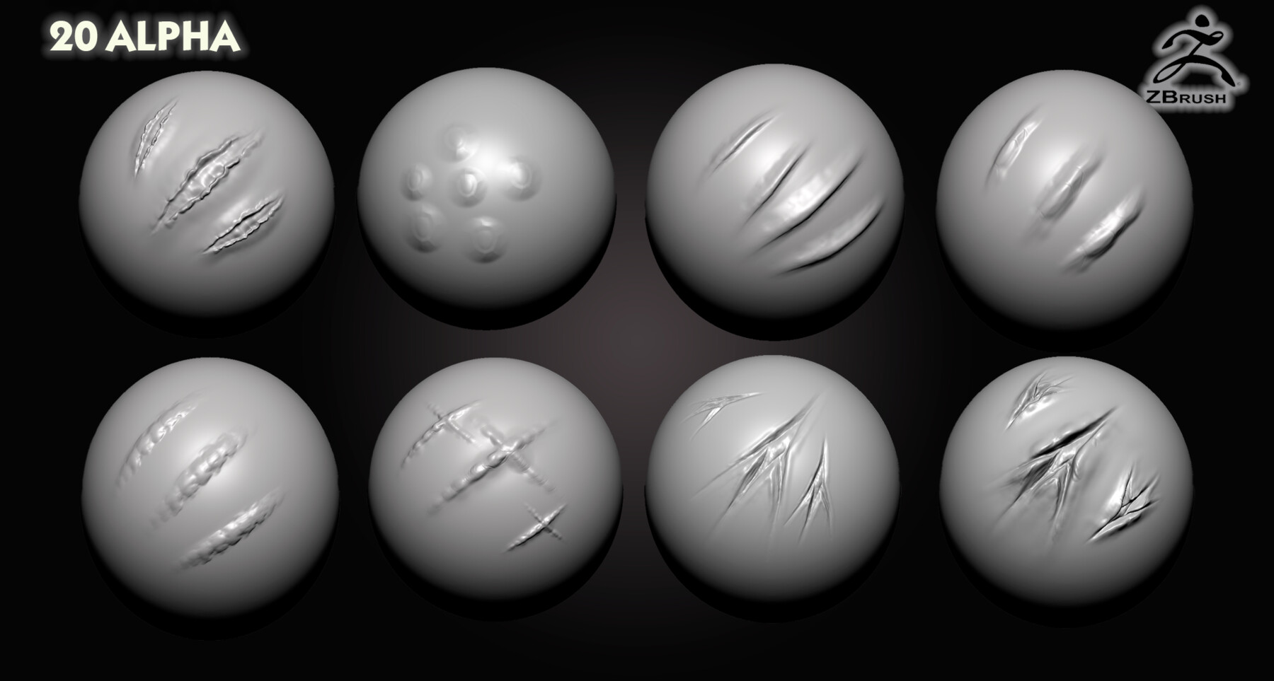 ArtStation - Alpha package cuts, wounds for modeling objects | Brushes