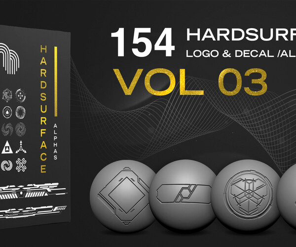 ArtStation - Hardsurface Logo&Decals/Alphas - Vol 03 | Brushes