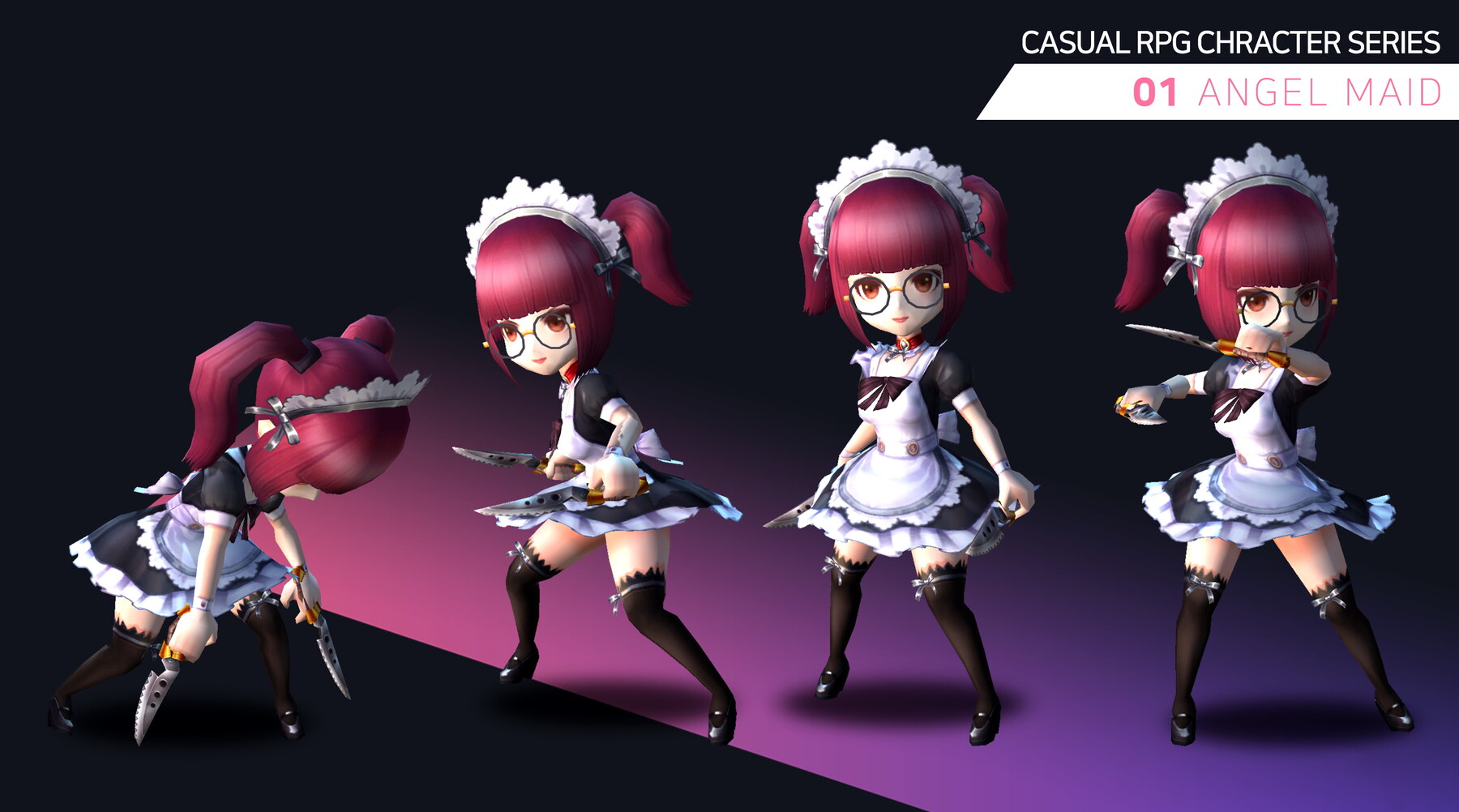 ArtStation - Casual RPG Monster - 1 Angel Maid | Game Assets