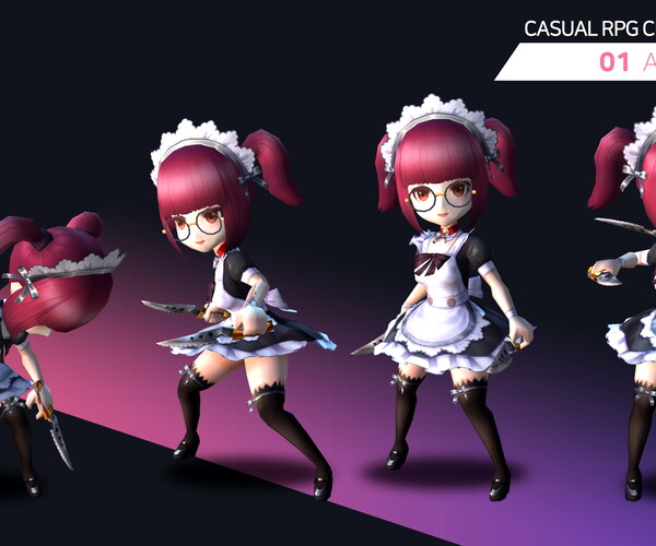 ArtStation - Casual RPG Monster - 1 Angel Maid | Game Assets