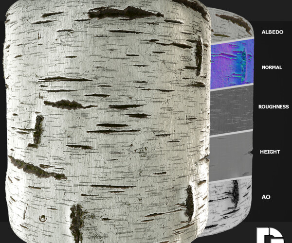 ArtStation - Birch Tree Bark Material - Substance Designer | Game Assets