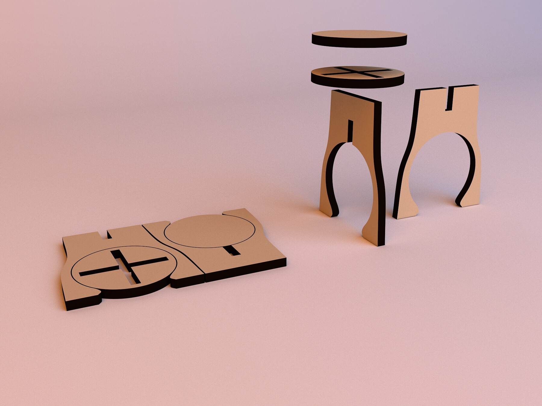 ArtStation - 3d puzzle chair wood | Game Assets