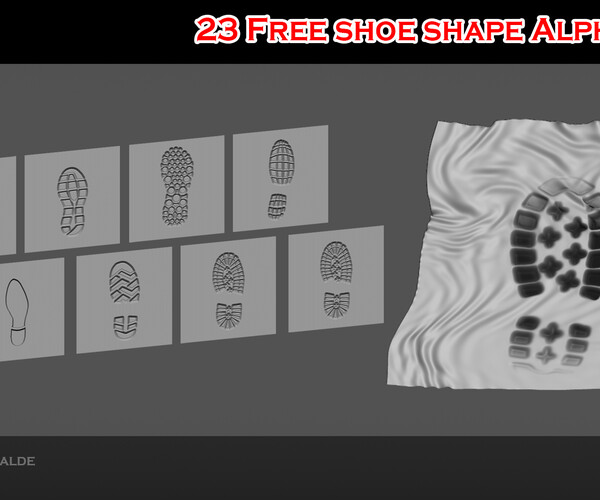 ArtStation - 23 [FREE] Shoes Shape Alphas for Zbrush, Blender ...