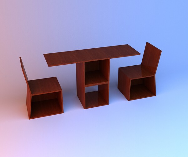 ArtStation - Wood loft table and two chairs | Game Assets