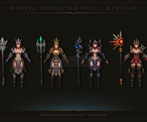 ArtStation - MMORPG Character Pack - Magician | Game Assets