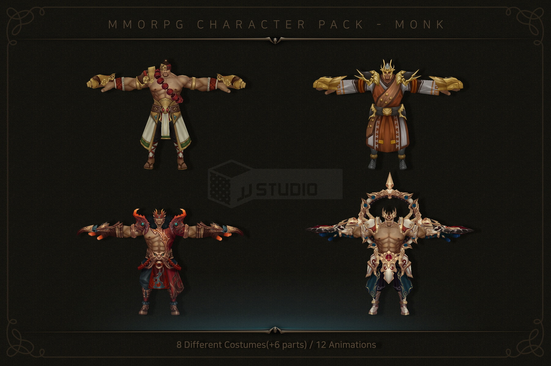 ArtStation - MMORPG Character Pack - Monk | Game Assets