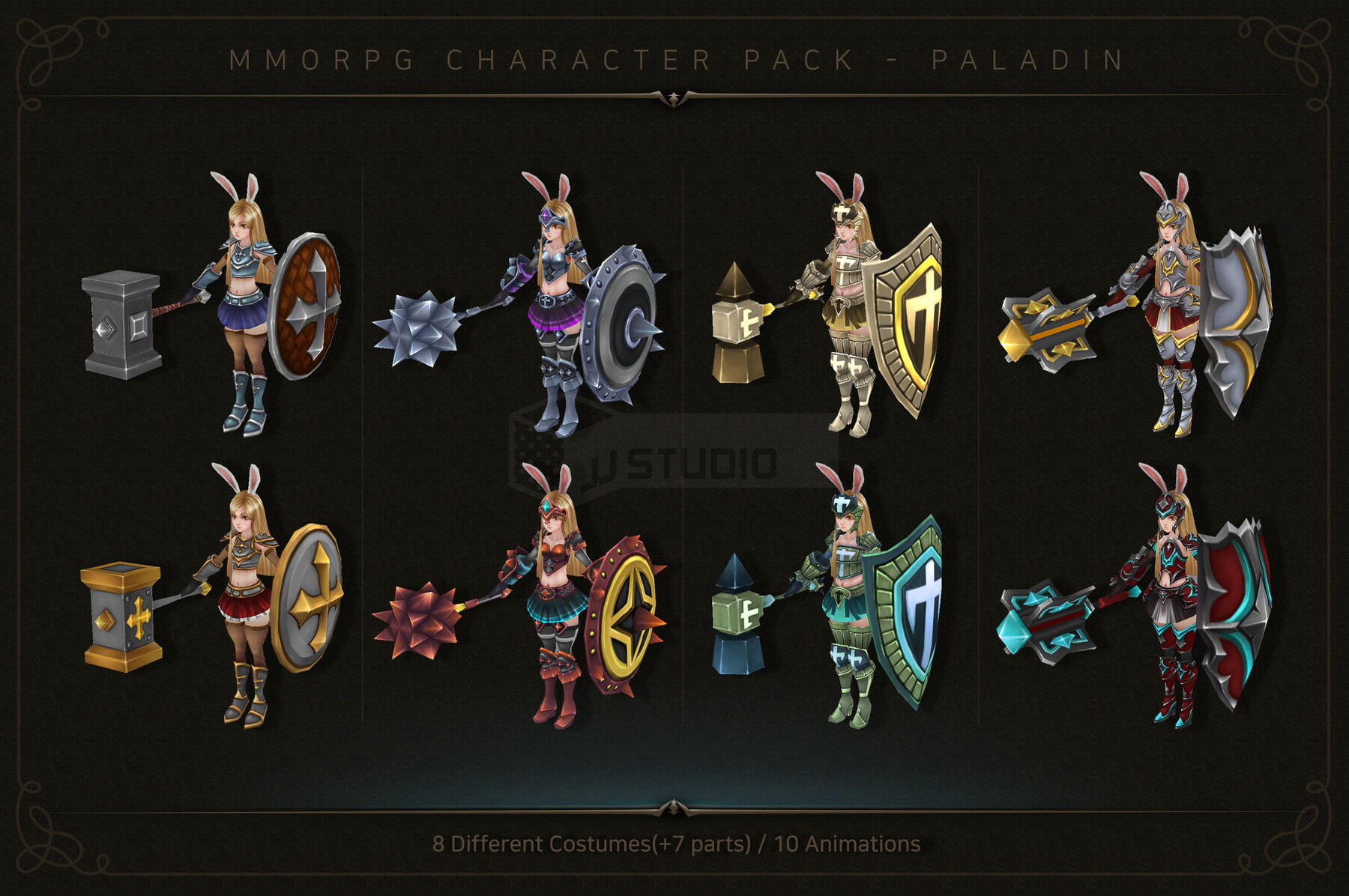 ArtStation - MMORPG Character Pack - Paladin | Game Assets