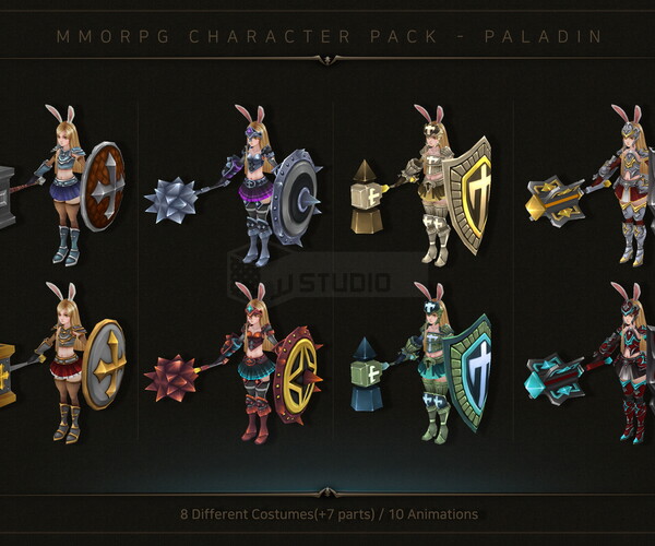 ArtStation - MMORPG Character Pack - Paladin | Game Assets