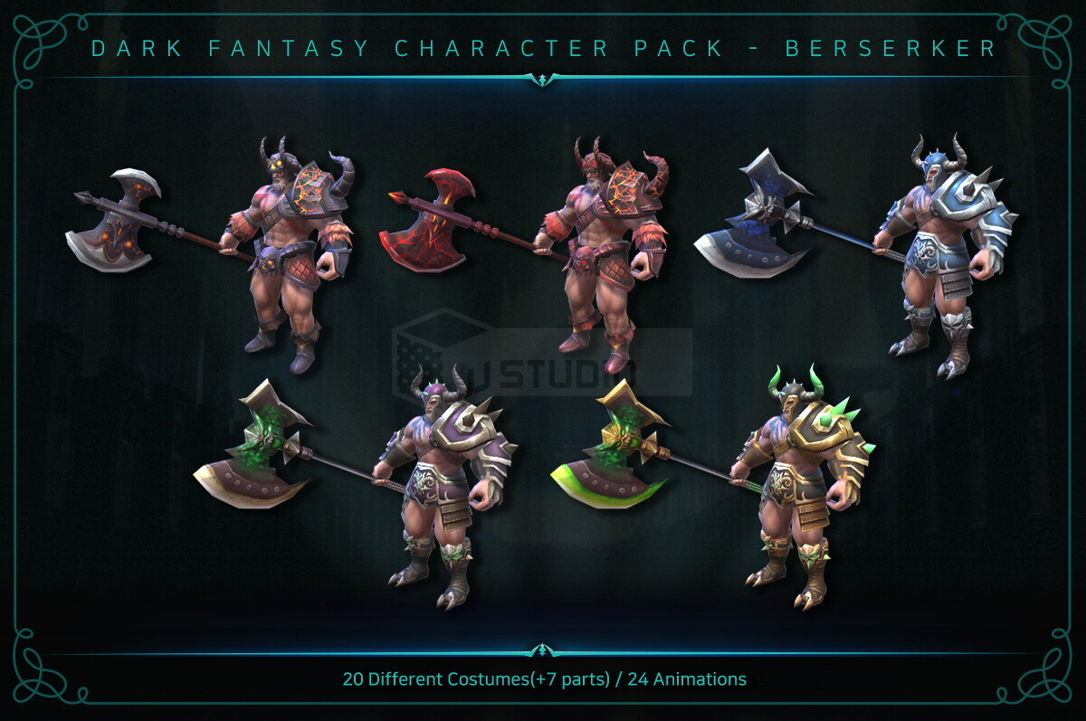 ArtStation - Dark Fantasy Character pack - Berserker | Game Assets