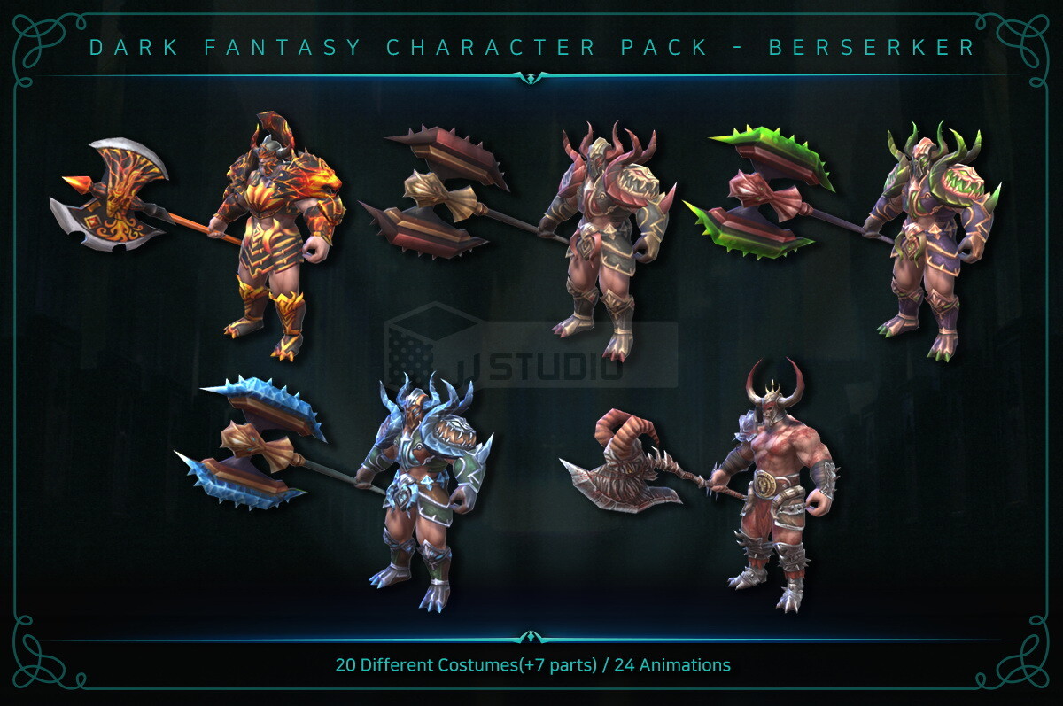 ArtStation - Dark Fantasy Character pack - Berserker | Game Assets