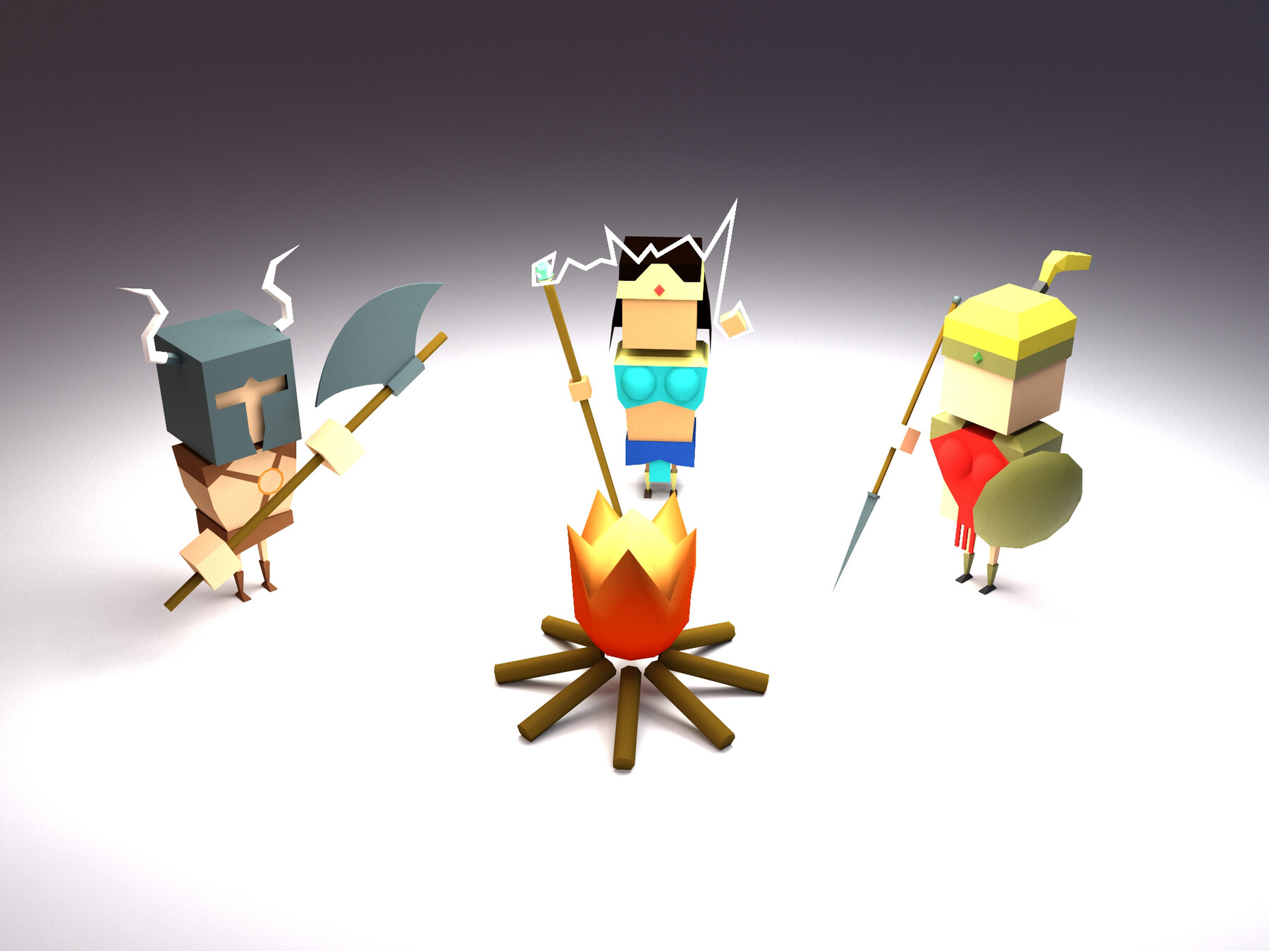 ArtStation - gaming fantasy character in a cartoon cube style Low-poly ...