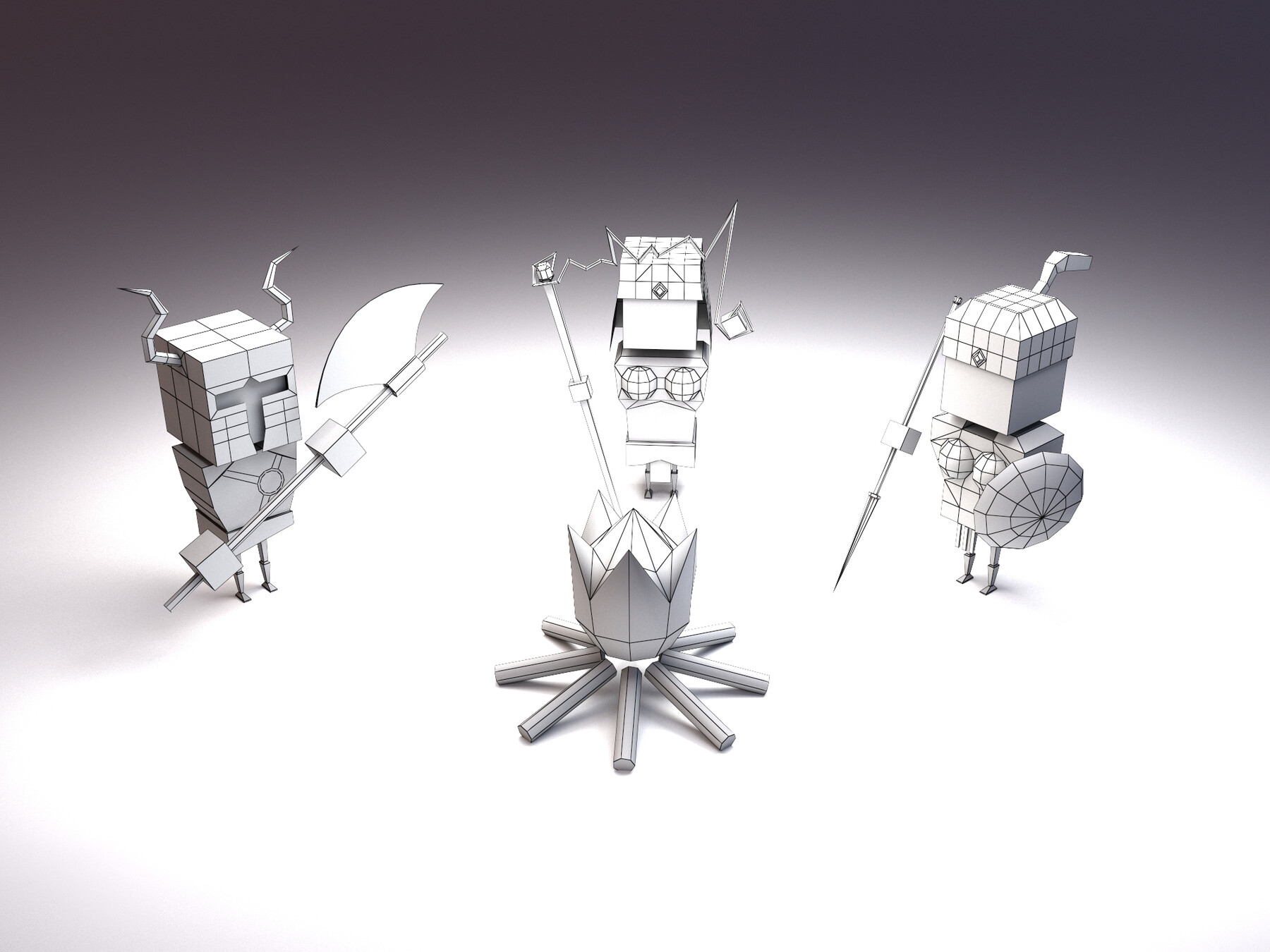 ArtStation - gaming fantasy character in a cartoon cube style Low-poly ...