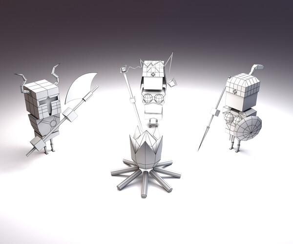 ArtStation - gaming fantasy character in a cartoon cube style Low-poly ...