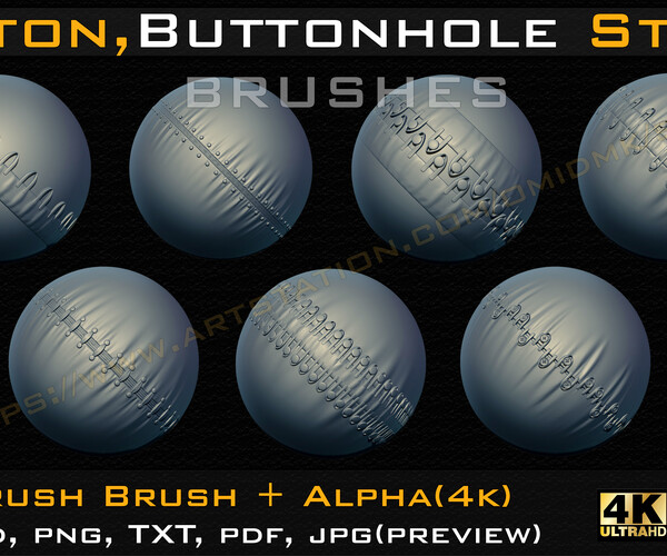 ArtStation - 60 Button and Buttonhole Stitch brushes (4K) +Alpha -Vol ...