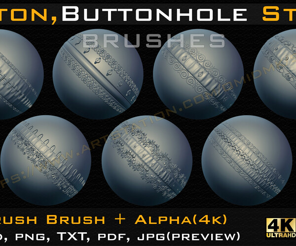 ArtStation - 60 Button and Buttonhole Stitch brushes (4K) +Alpha -Vol ...