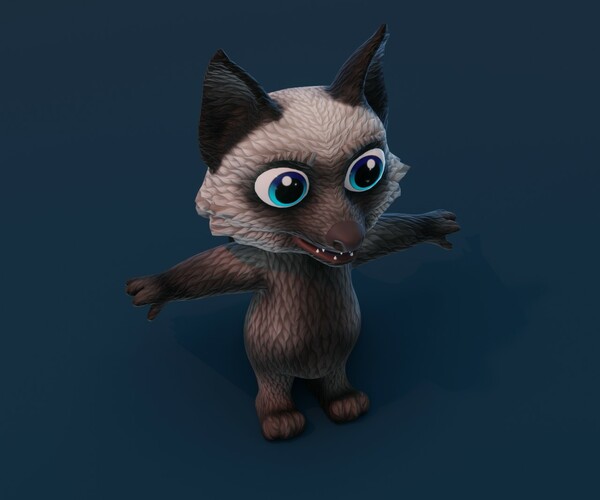 ArtStation - Cartoon Silver Fox Rigged 3D Model | Game Assets