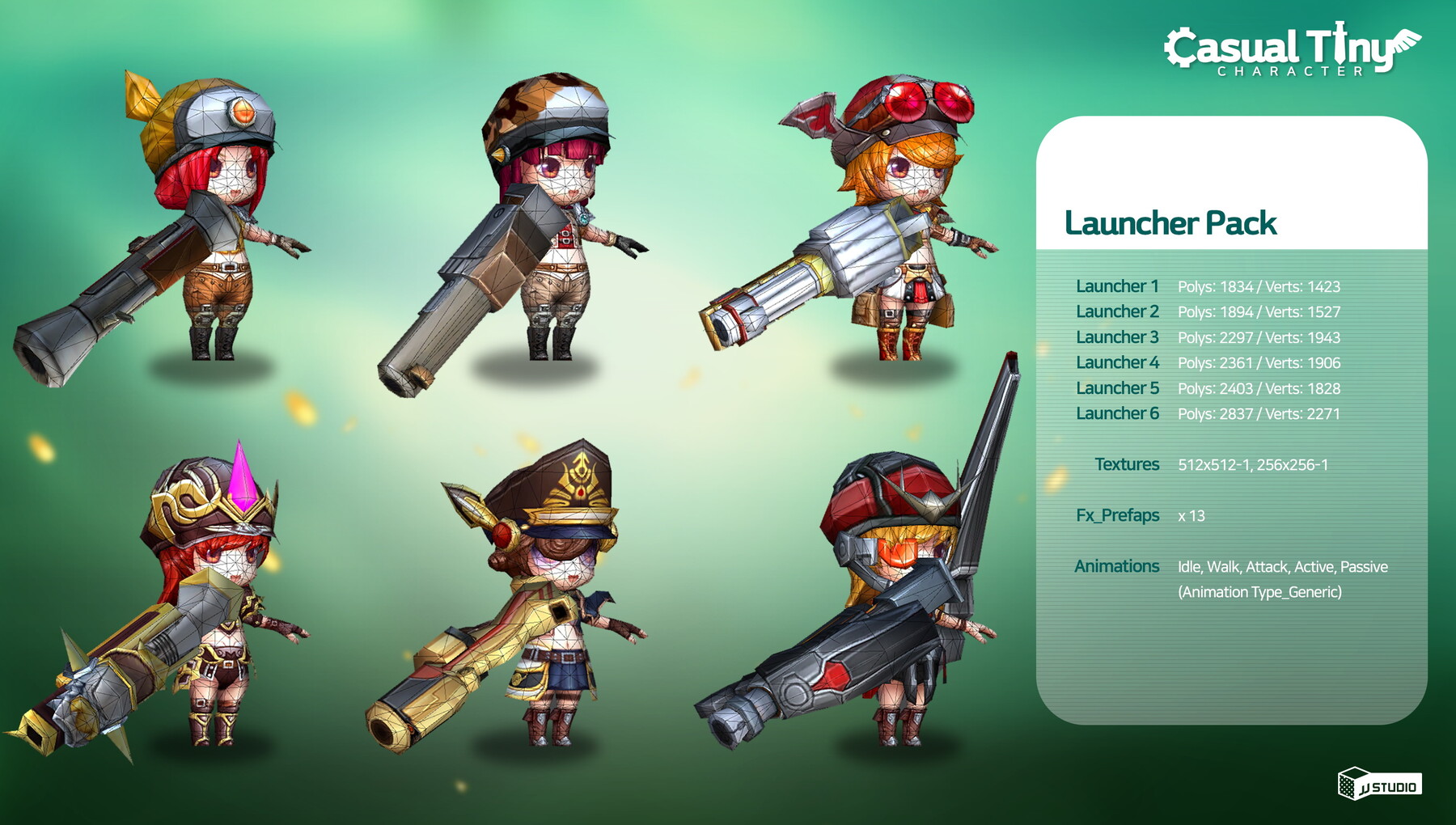 ArtStation - Casual Tiny Character - Launcher Pack | Game Assets