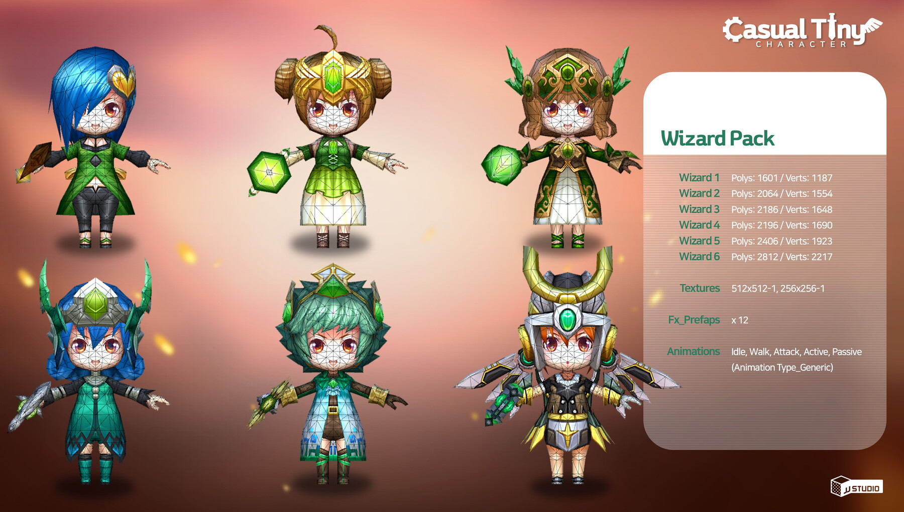 ArtStation - Casual Tiny Character - Wizard Pack | Game Assets